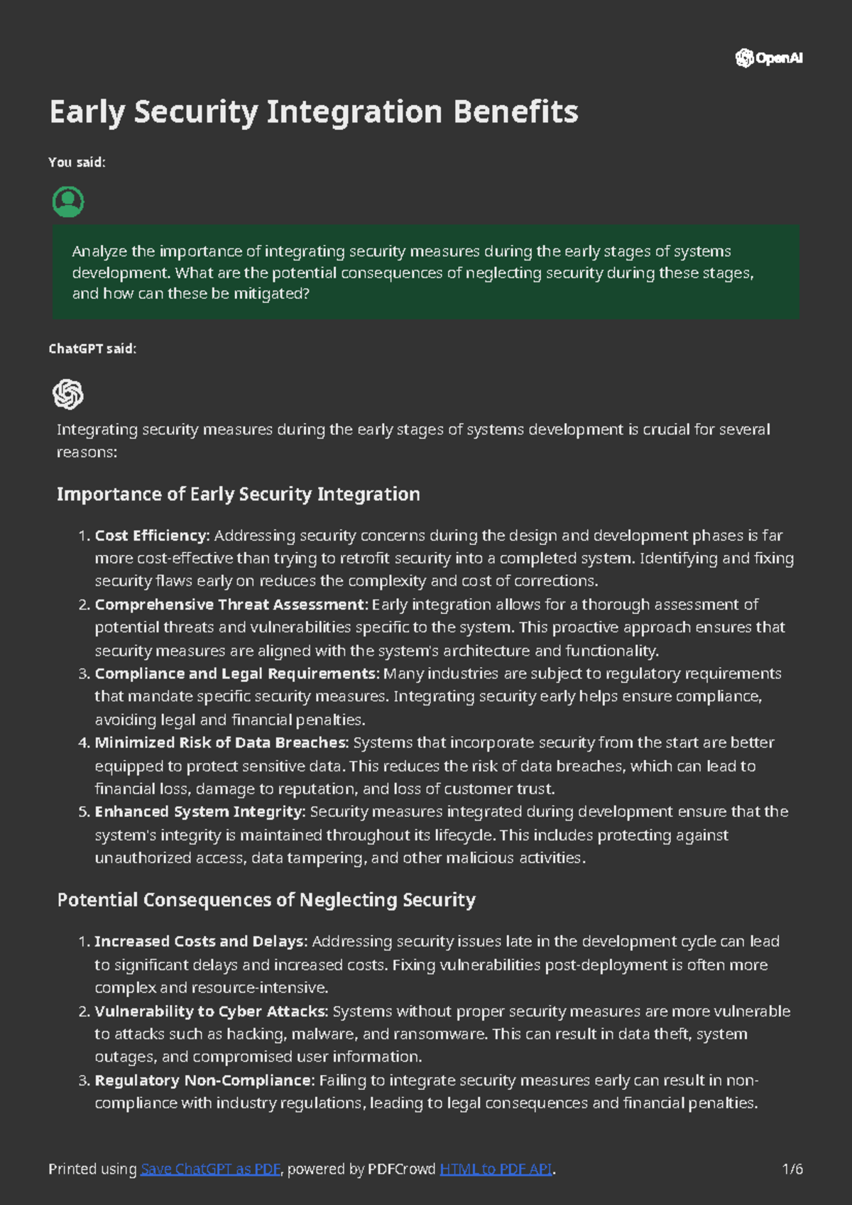 Early Security Integration Benefits - Identifying and fixing security flaws early on reduces the ...