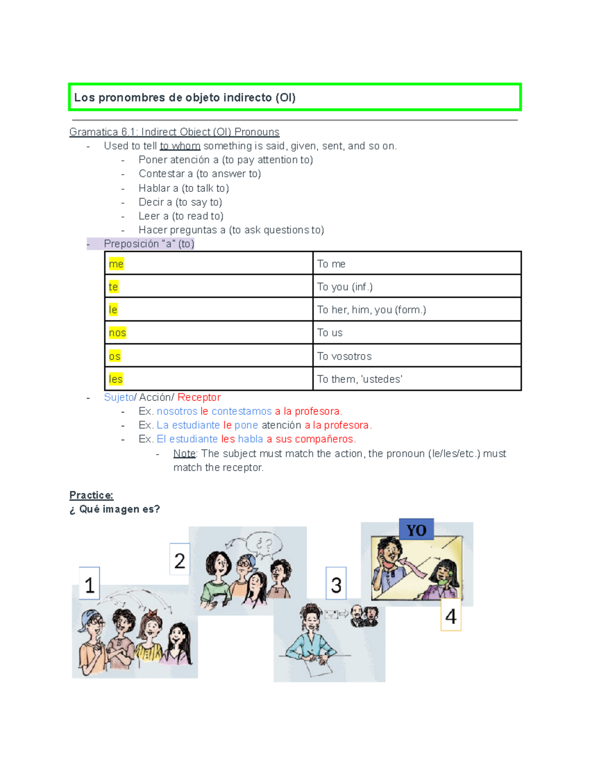 Gramática 6.1 Indirect Object (OI) Pronouns-2 - Los pronombres de ...