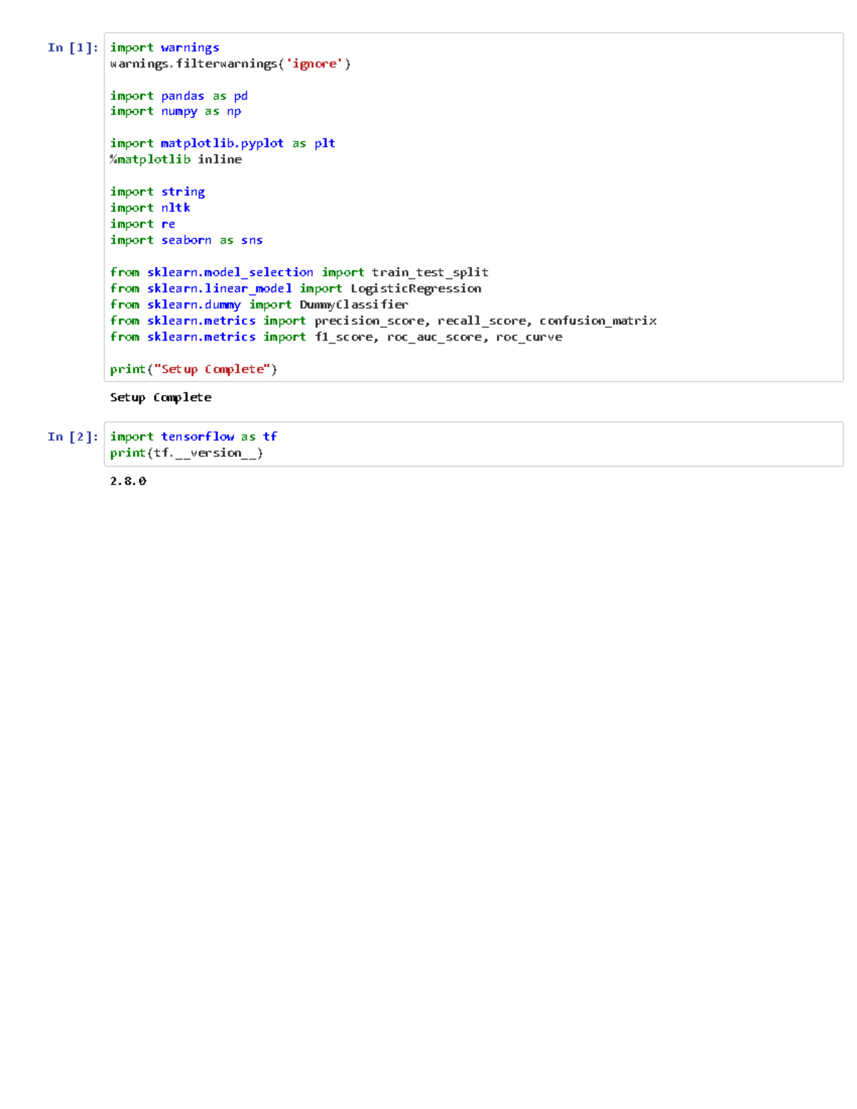 AI Capstone Notebook - In [1]: import warnings warnings('ignore') import pandas as pd import ...
