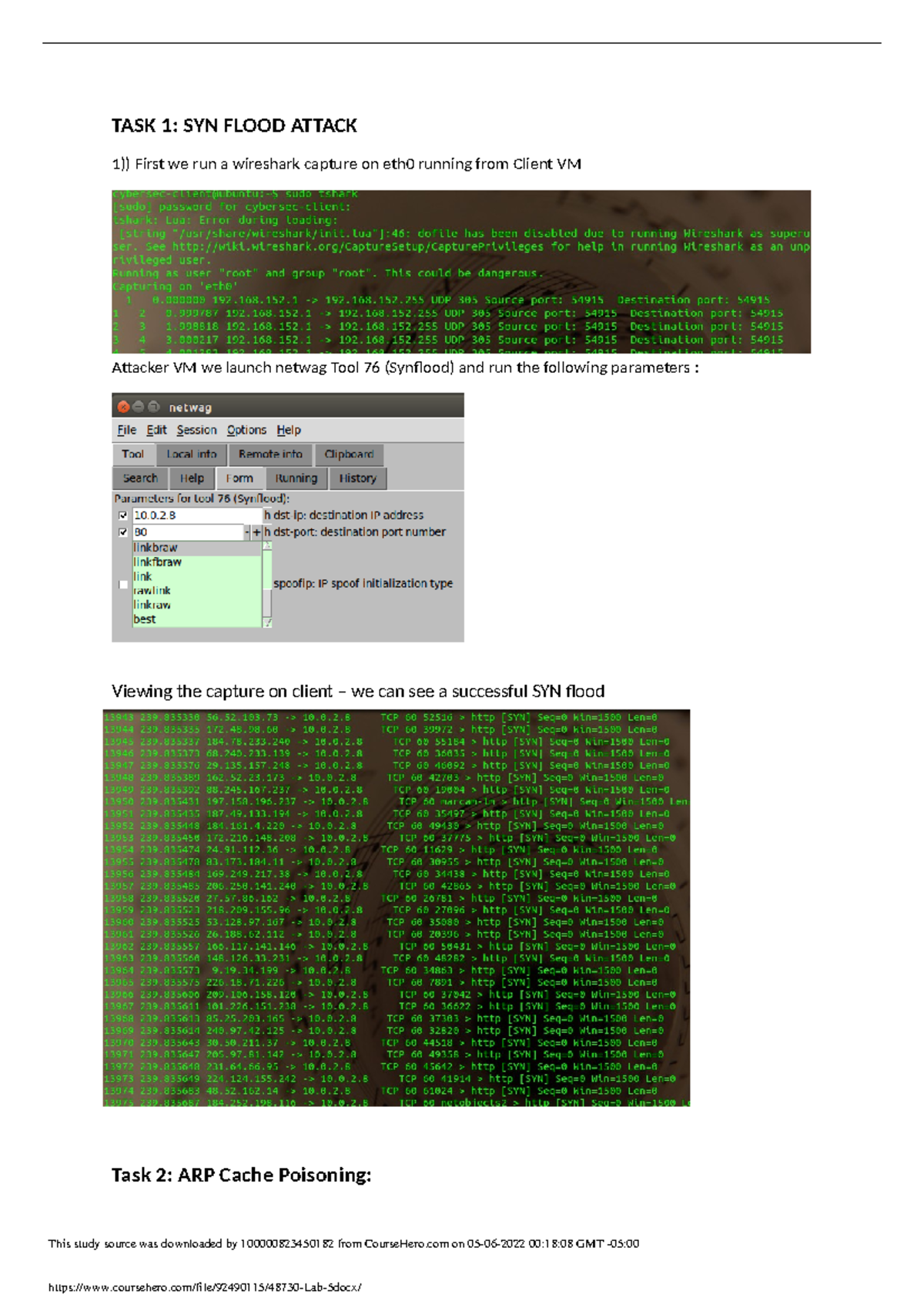 48730 Lab 548730 Lab 548730 Lab 548730 Lab 548730 Lab 5 - TASK 1: SYN FLOOD ATTACK 1)) First we ...