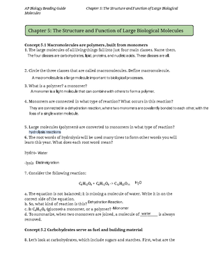 AP Biology Chapter 2 Active Reading Guide - Studocu