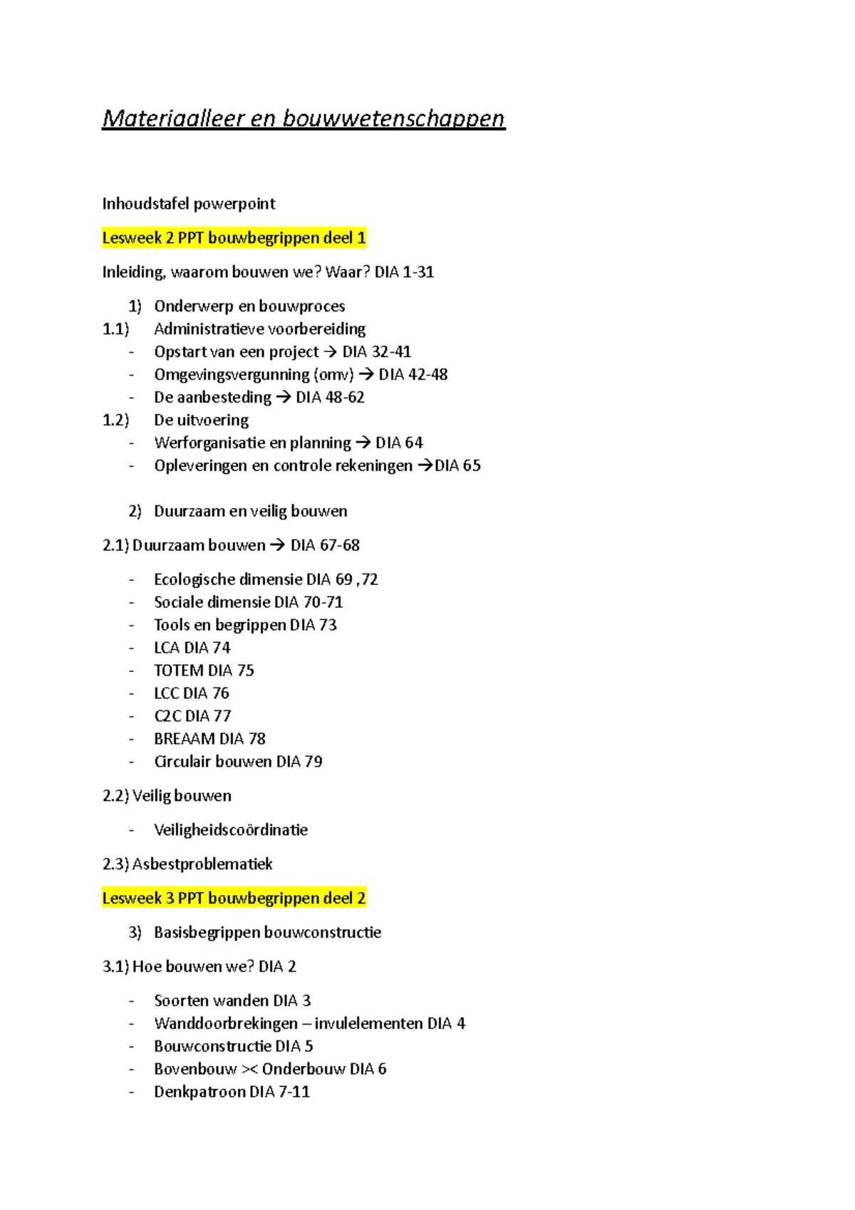 Examen materiaalleer inhoudstafel - Materiaalleer en bouwwetenschappen ...