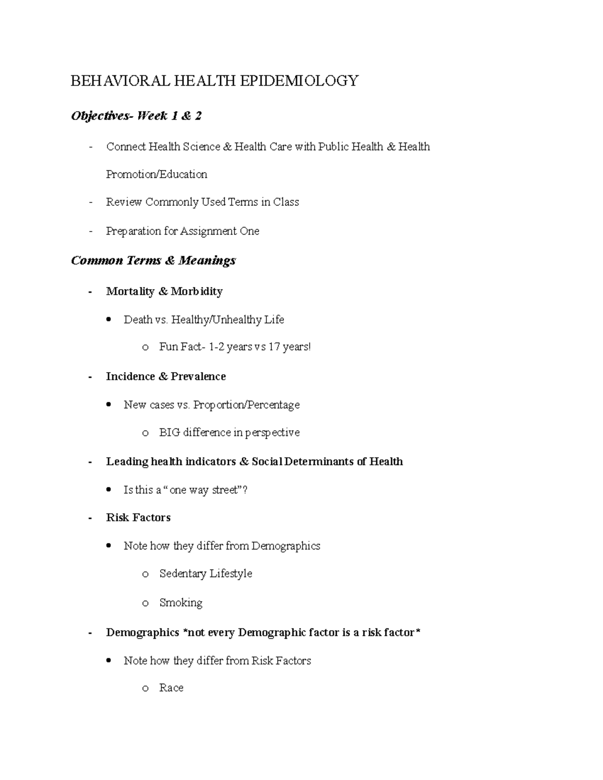 Behavioral Health Epidemiology PT 2 - BEHAVIORAL HEALTH EPIDEMIOLOGY ...