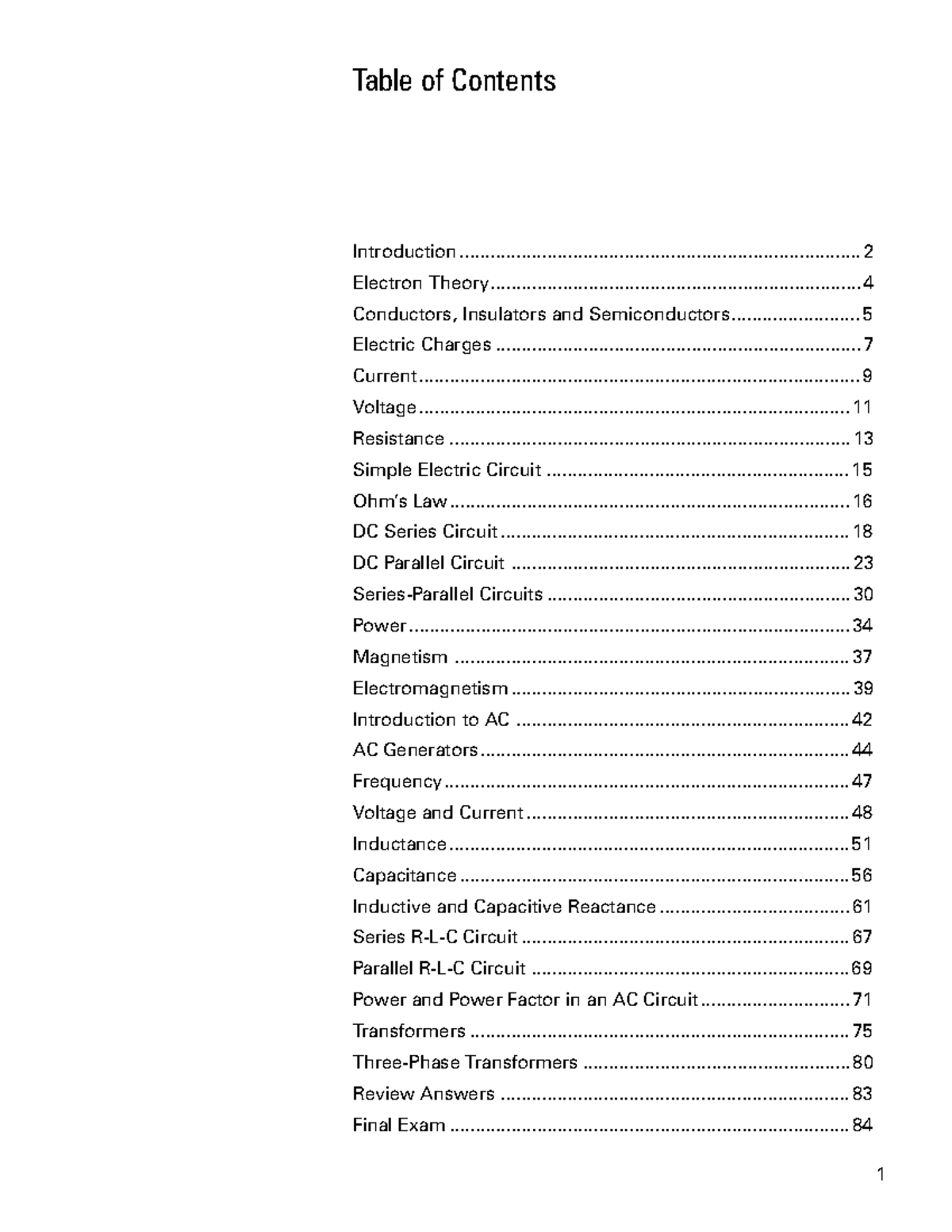 Basics of Electricity - Table of Contents Introduction - Studocu
