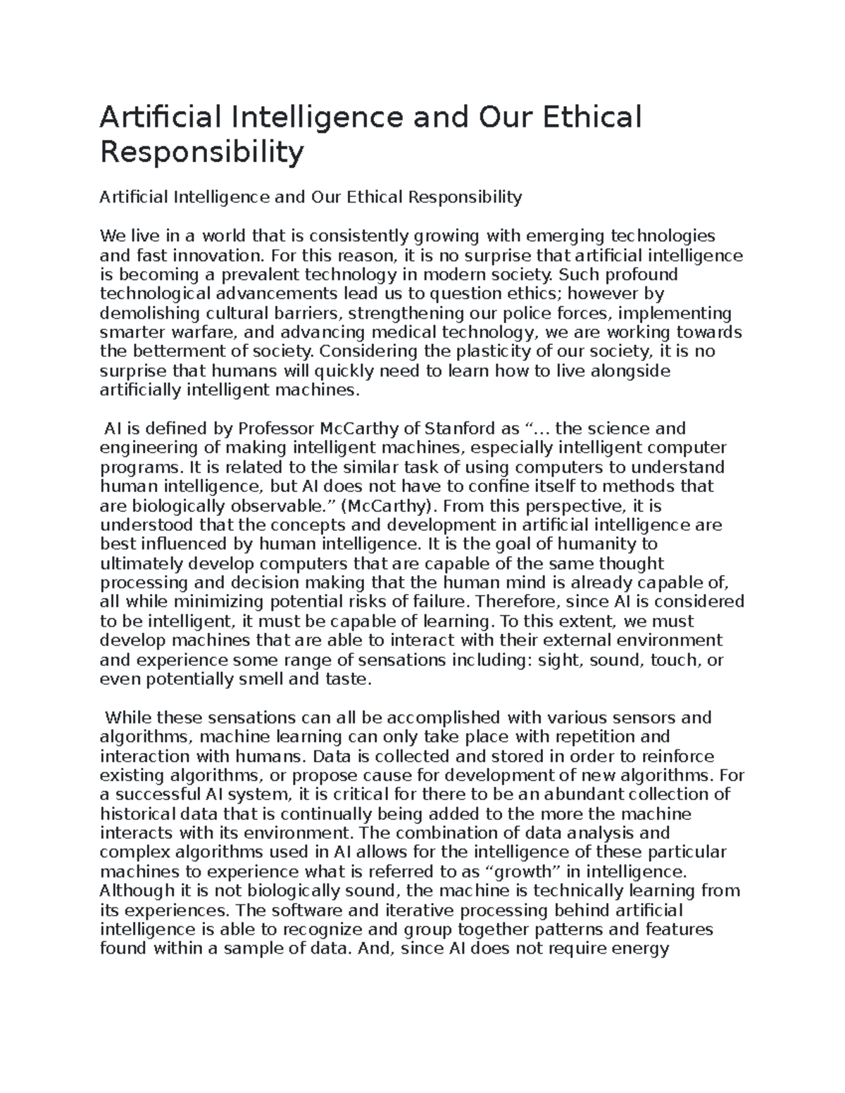 Artificial Intelligence and Our Ethical Responsibility - Artificial ...