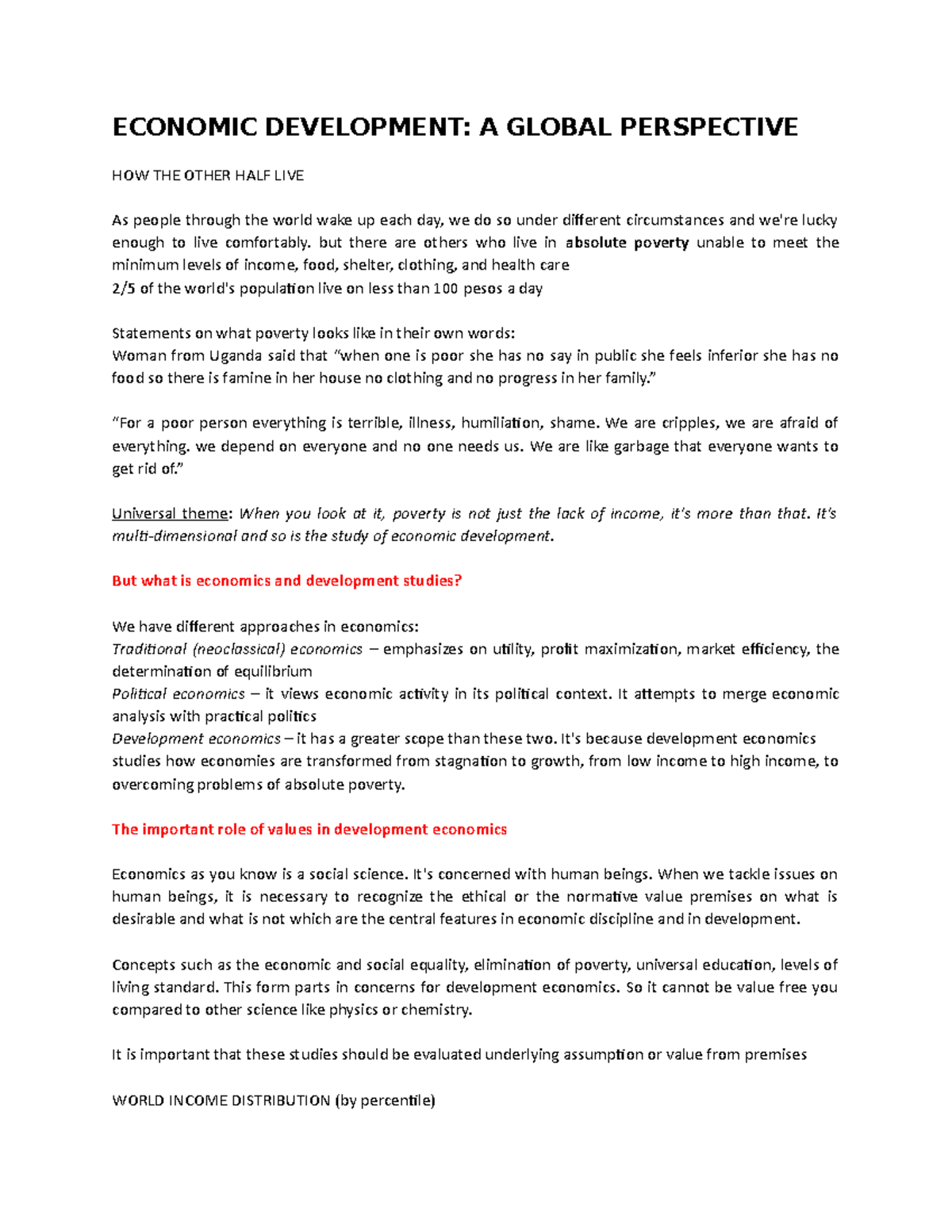Discussion - FOR ECONOMICS SUBJECT - ECONOMIC DEVELOPMENT: A GLOBAL ...