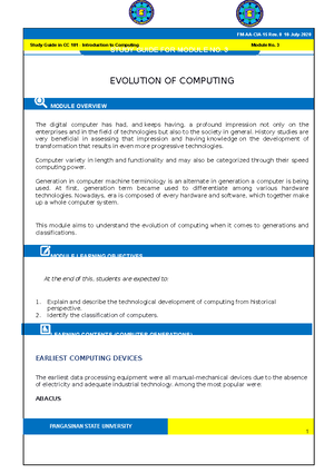 CC-101-SG3 - for IT students - PANGASINAN STATE UNIVERSITY Study Guide in CC 101 - Introduction ...
