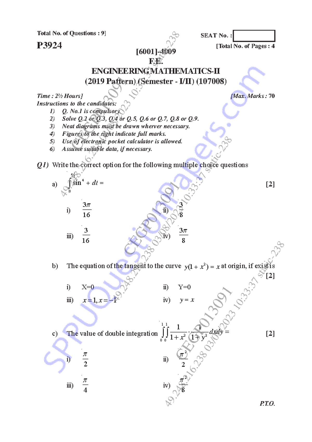 Be first-year-fe-engineering semester-2 2023 may engineering-mathematics-ii-pattern-2019 - Total ...