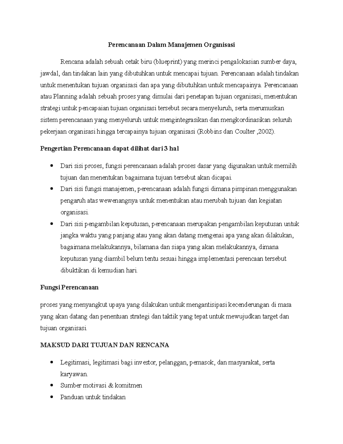MO week 3 - Perencanaan Dalam Manajemen Organisasi - Perencanaan Dalam ...