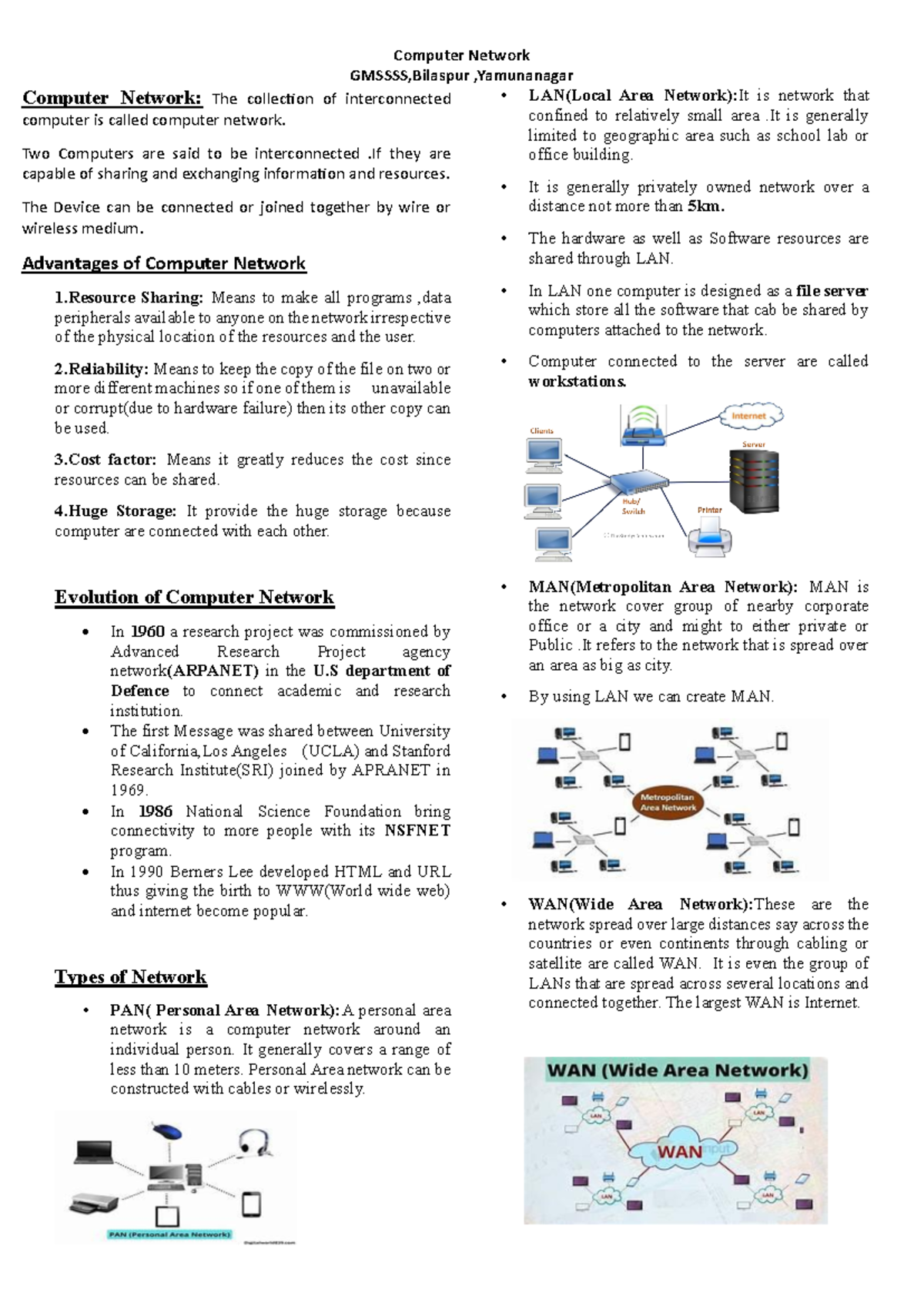 Computer Network notes and pyq - GMSSSS,Bilaspur ,Yamunanagar Computer ...
