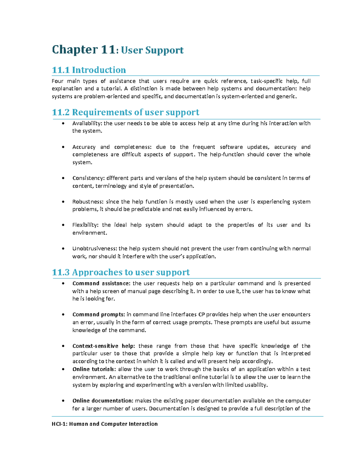CHAPTER 11 Human and Computer Interaction - Chapter 11 : User Support ...