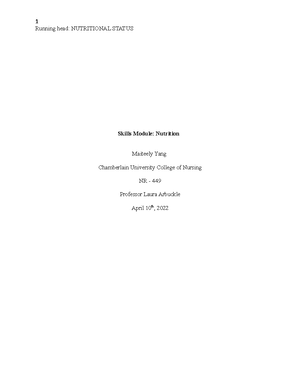 NR 449 rua week 6 - essay - Identifying those at Risk for Malnutrition ...