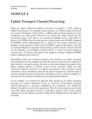 WC & LTE 4G -module 3- 2019 by Prof - Module – 3 Module-3 covered by chapters 6, and 7 from the ...
