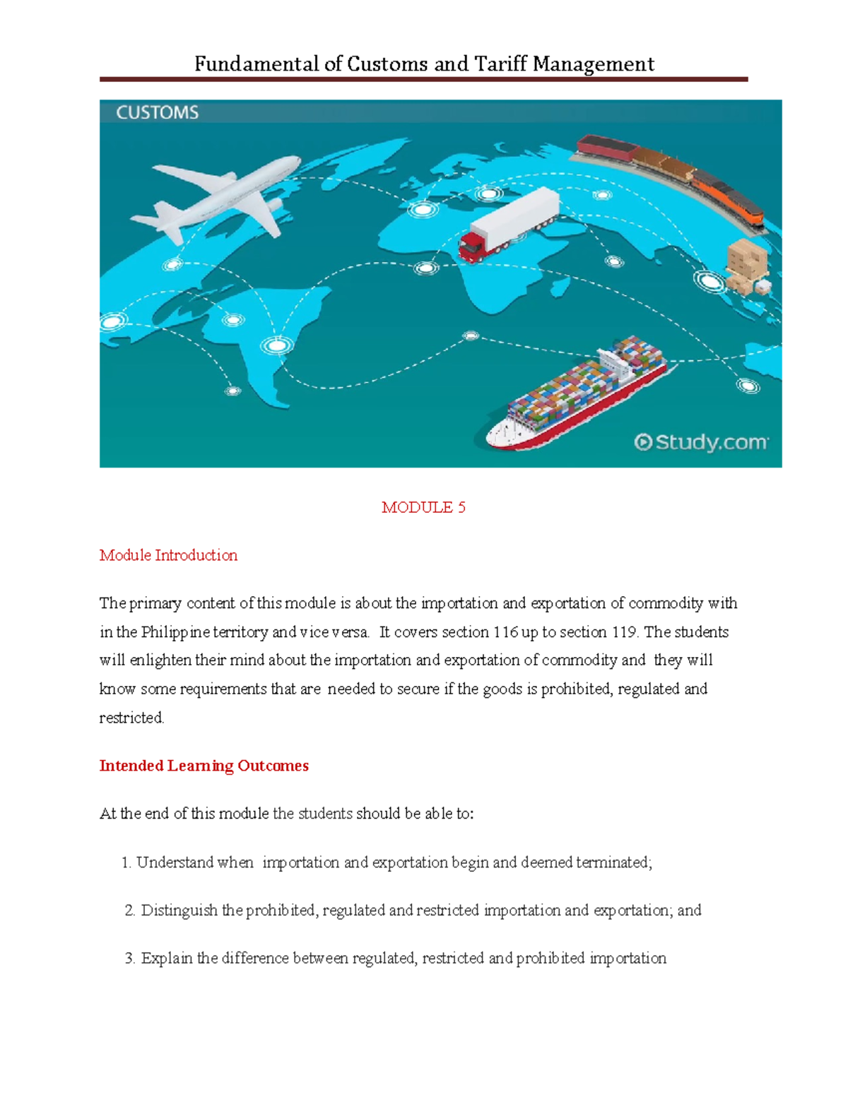 PDF document 13 - Customs Administration - MODULE 5 Module Introduction ...
