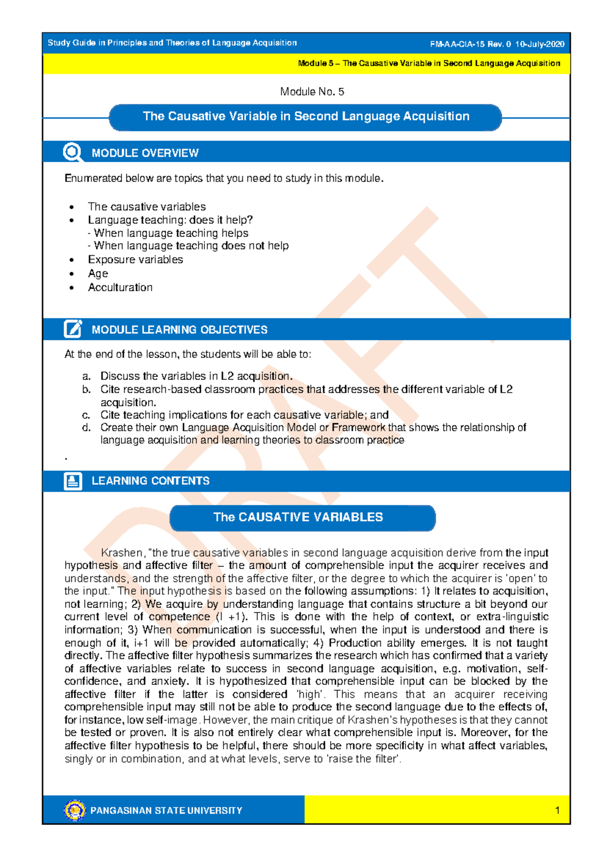 EL 103 Study Guide 5 - FM-AA-CIA- 15 Rev. 0 10 - July- 2020 PANGASINAN ...