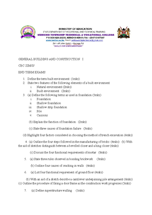 GBC Module 1 - Lecture notes for General Building and Construction for ...