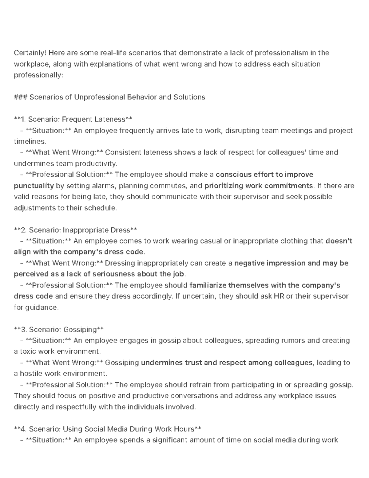 Professionalim - Possible Questions - Certainly! Here are some real ...