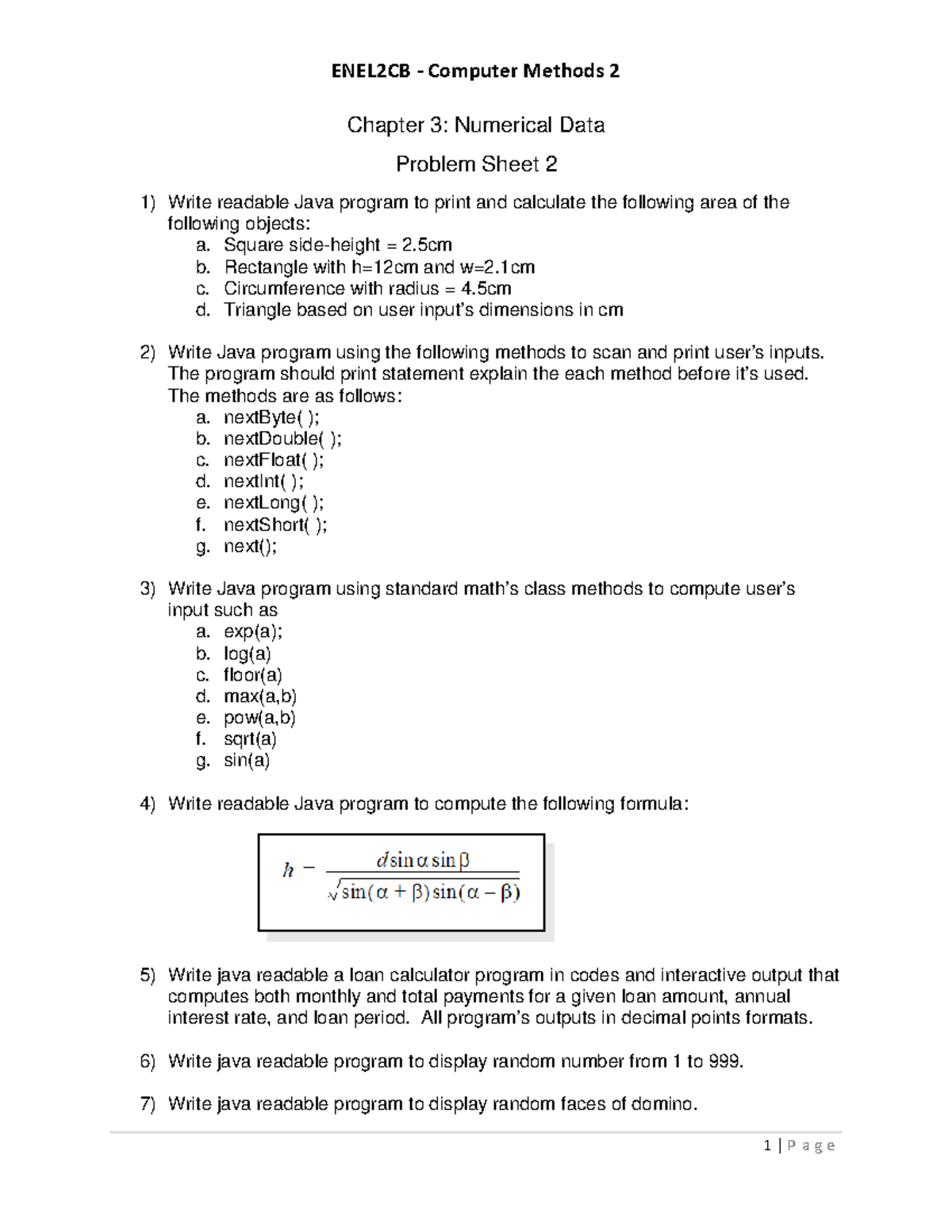 Enel2cb Ch3 Ps2 Numerical Data Warning Tt Undefined Function 32 Enel2cb Computer Methods