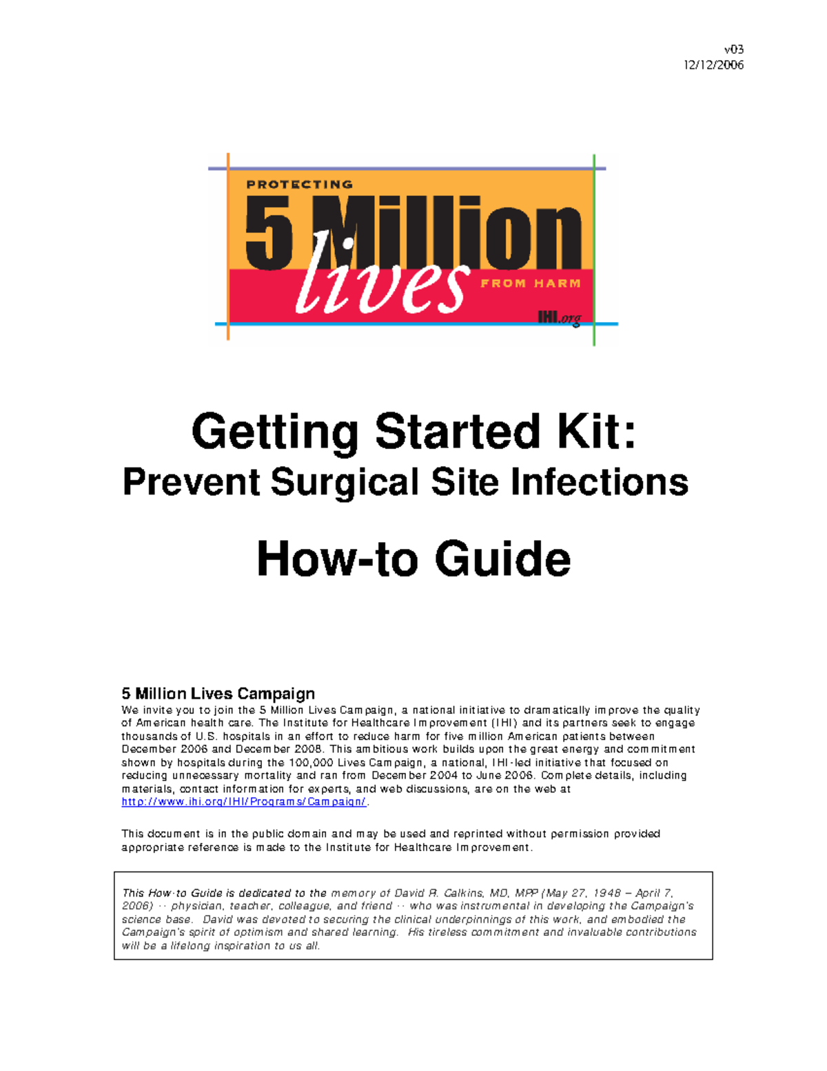 SSIUpdated Howto Guide - Getting Started Kit: Prevent Surgical Site ...
