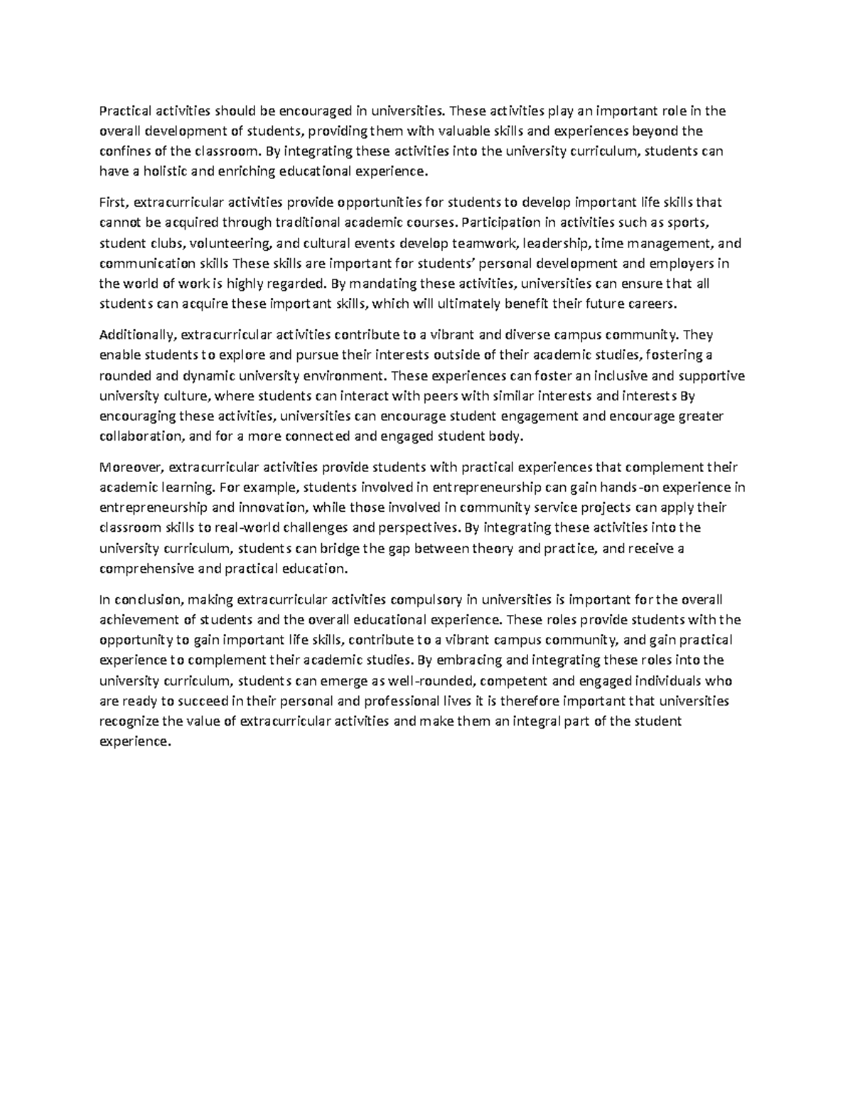 Persuasive Essay Assignment - Practical activities should be encouraged ...