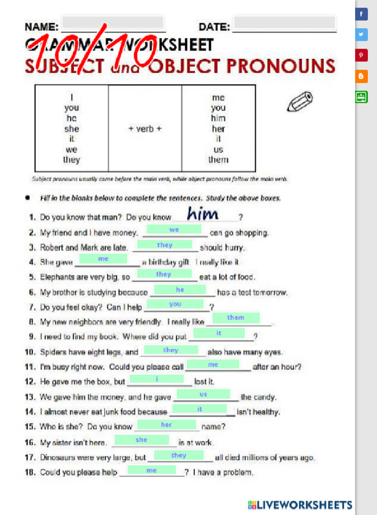 Subject and object pronouns - LEX05B2 - Studocu