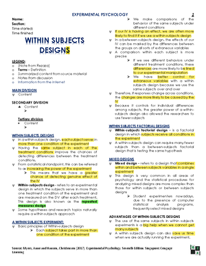 Lesson 1 Experimental Psychology and the scientific method ...
