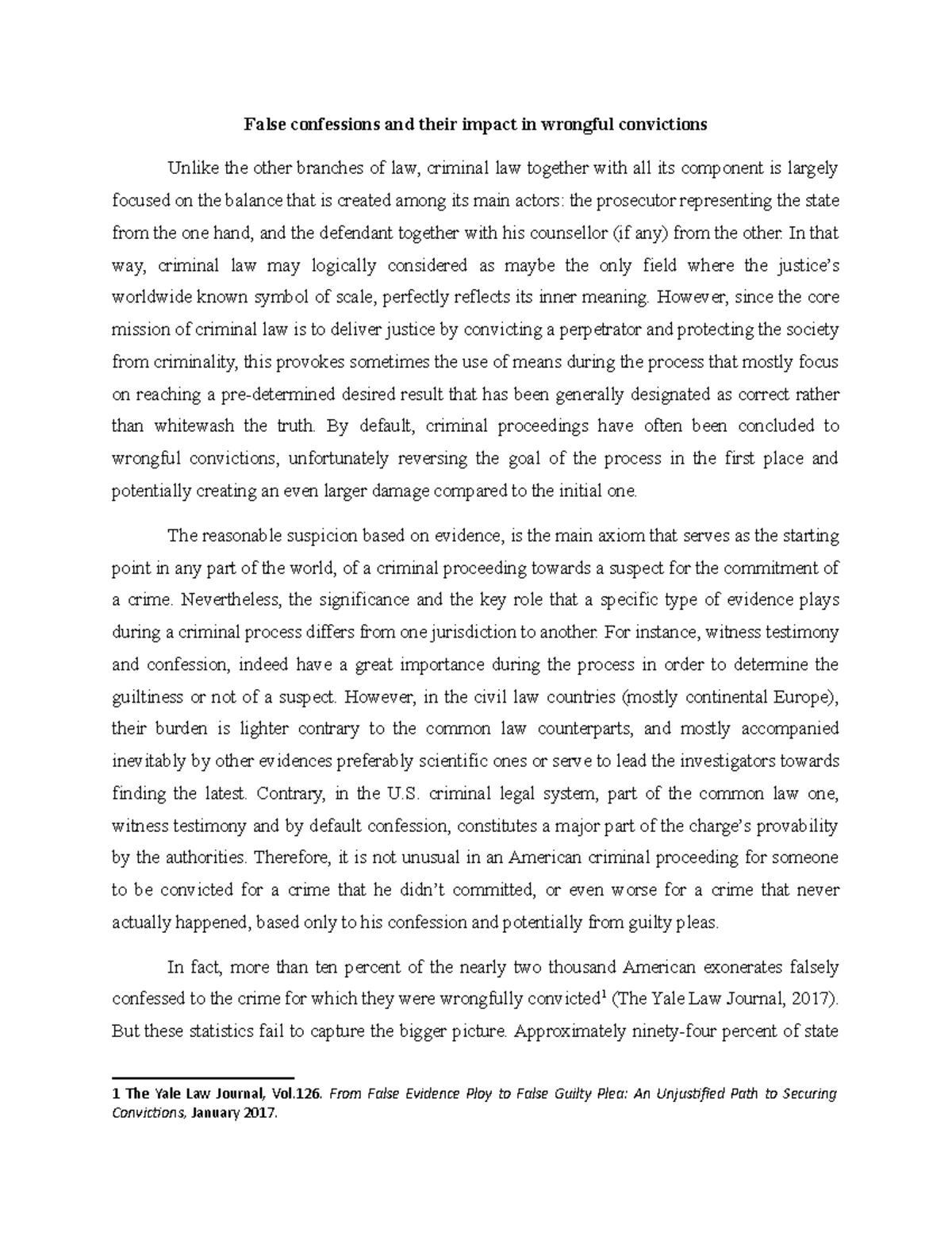 False confessions and their impact in wrongful convictions - Law paper ...