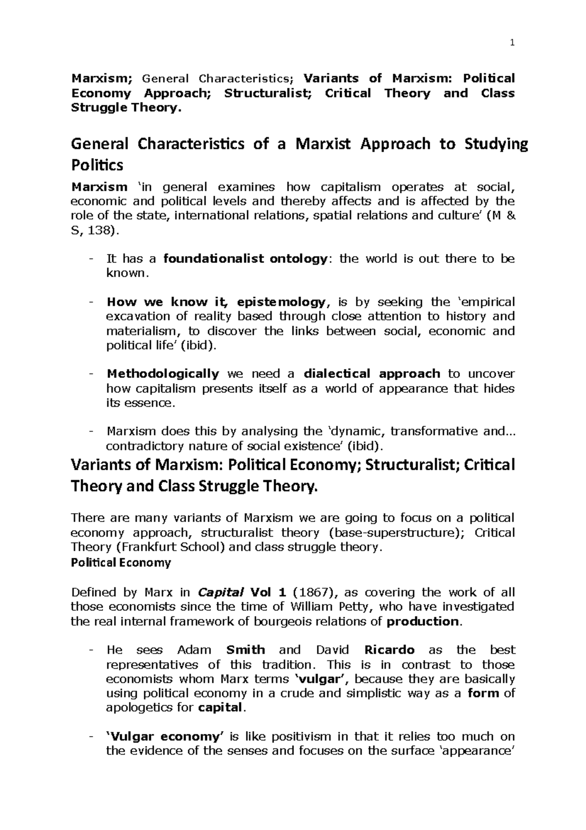 6. Marxism - Marxism; General Characteristics; Variants of Marxism ...