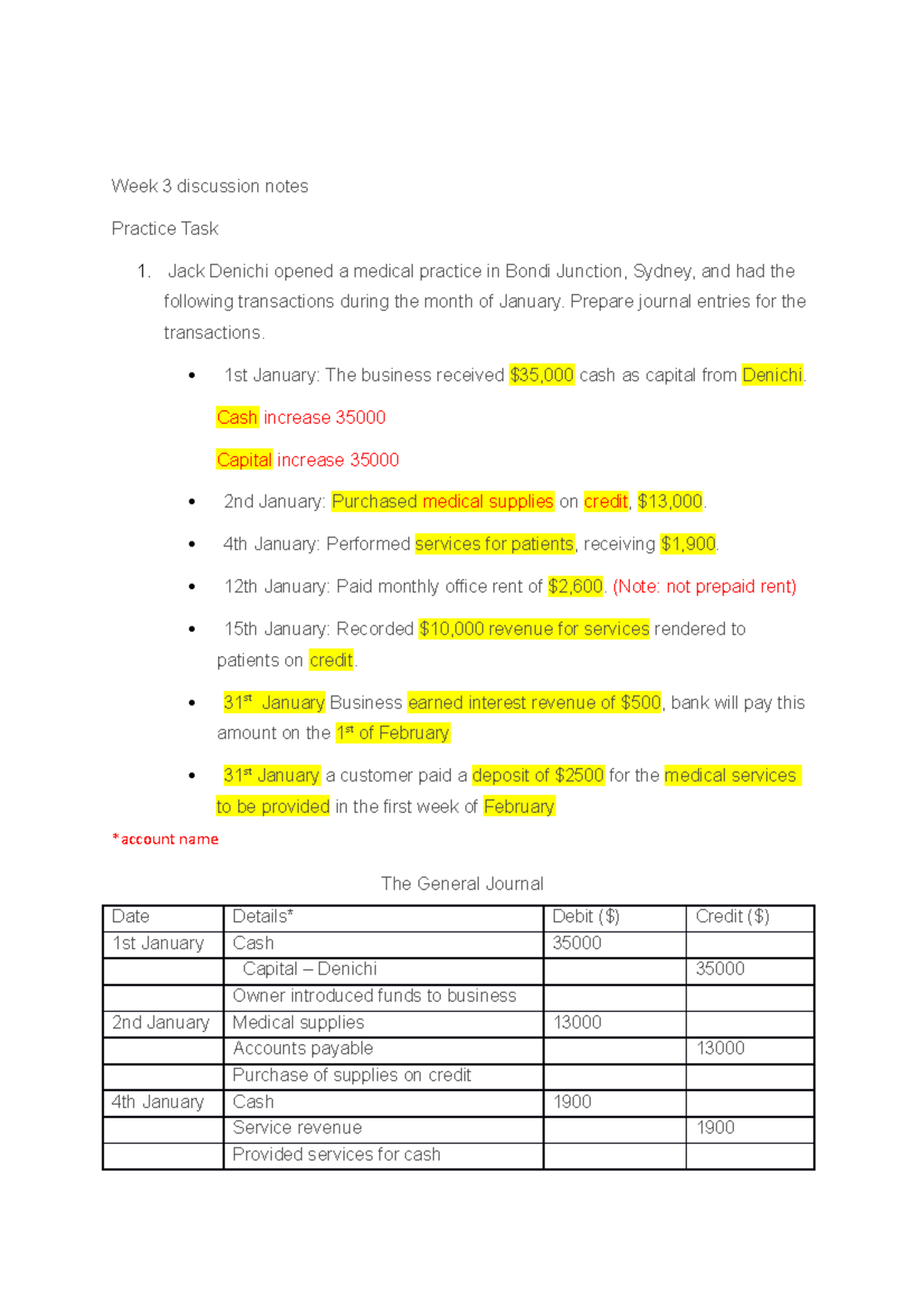 The General Journal - Week 3 discussion notes Practice Task Jack ...