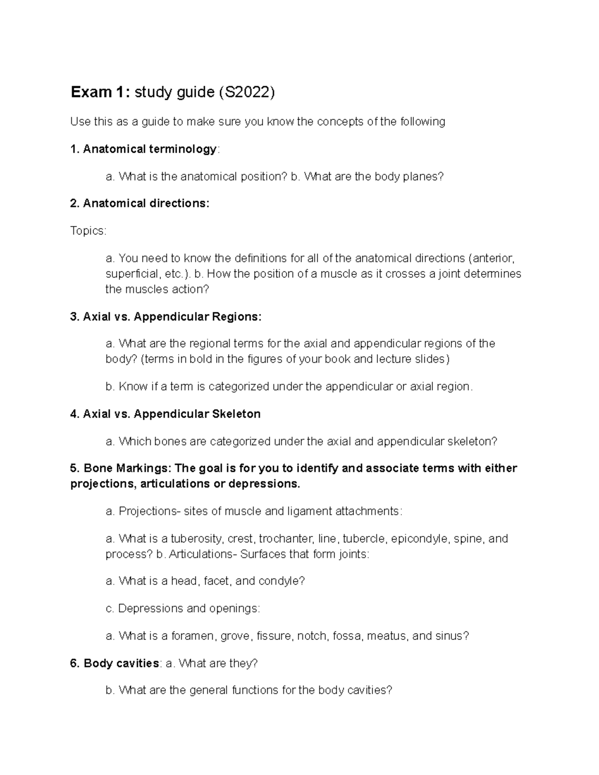 Exam 1 study guide - Exam 1: study guide (S2022) Use this as a guide to ...