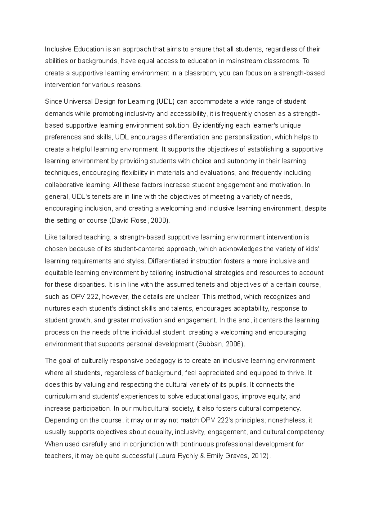 OPV group assignment - Inclusive Education is an approach that aims to ...