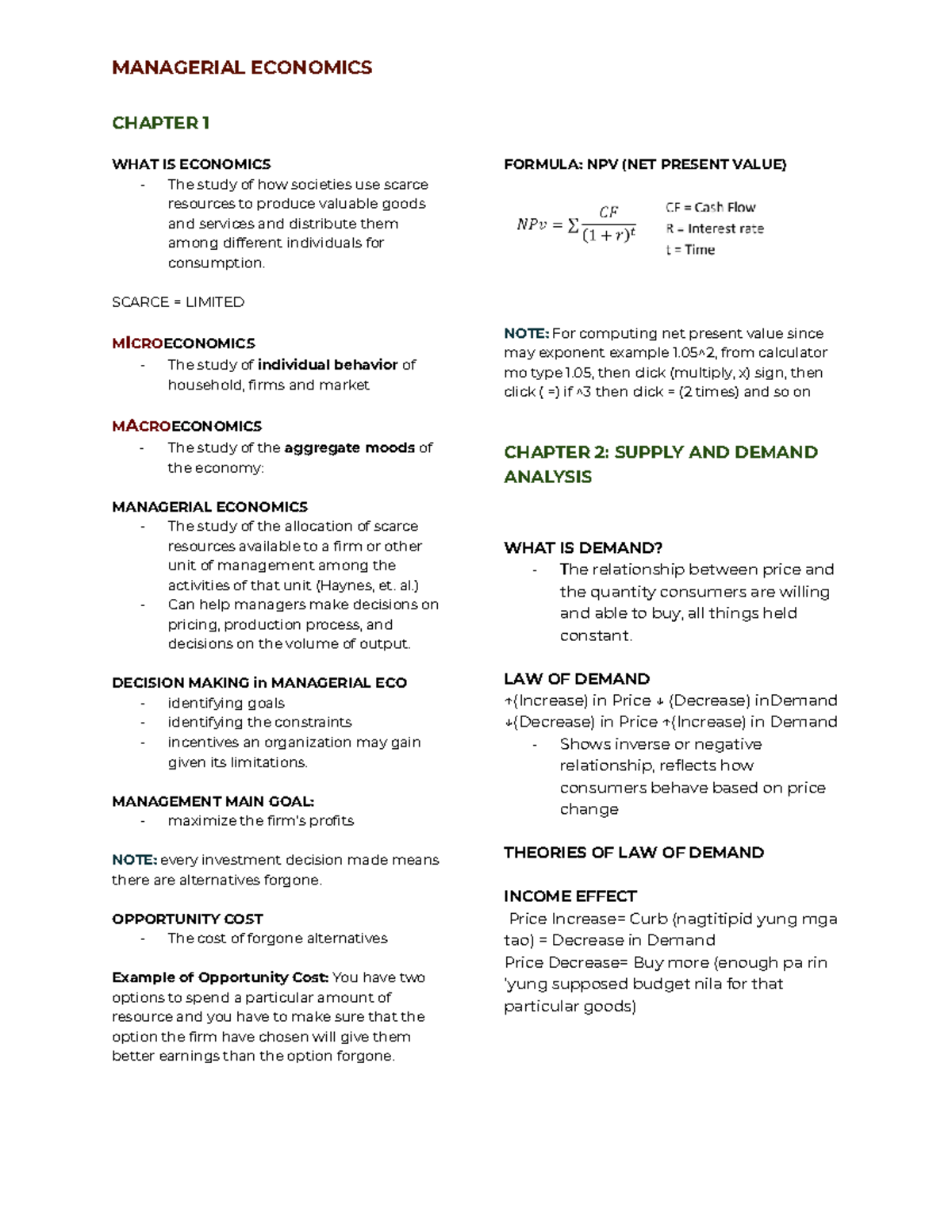 Managerial Economics - lecture chapter 1 to 3 - MANAGERIAL ECONOMICS ...