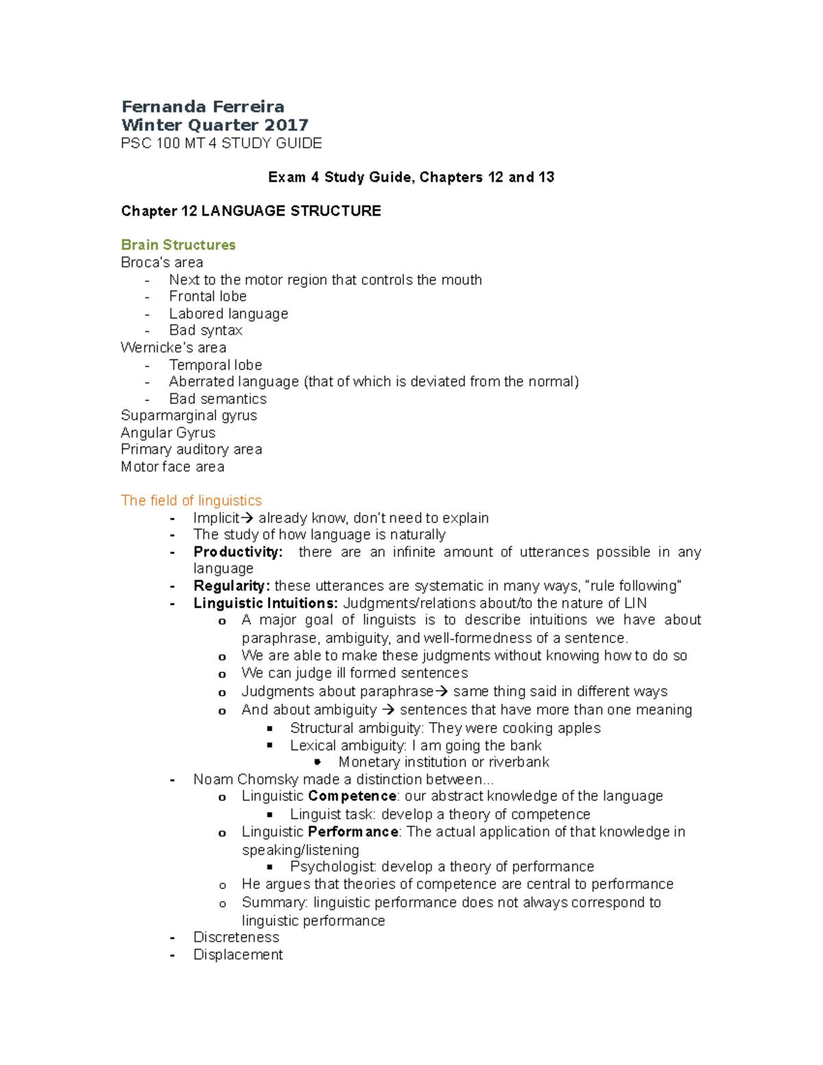 PSC 100 MT 4 Study Guide - Fernanda Ferreira Winter Quarter 2017 PSC ...