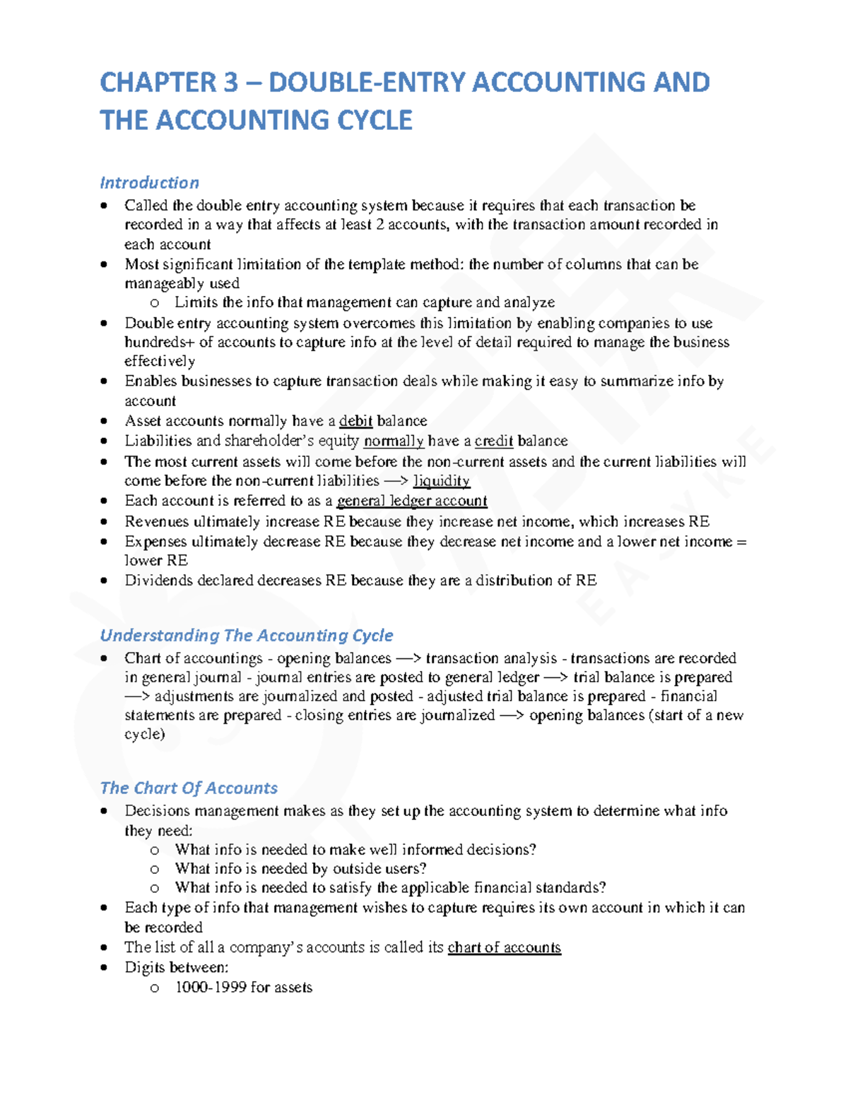 Chapter 3 - THE ACCOUNTING CYCLE Introduction Called the double entry ...