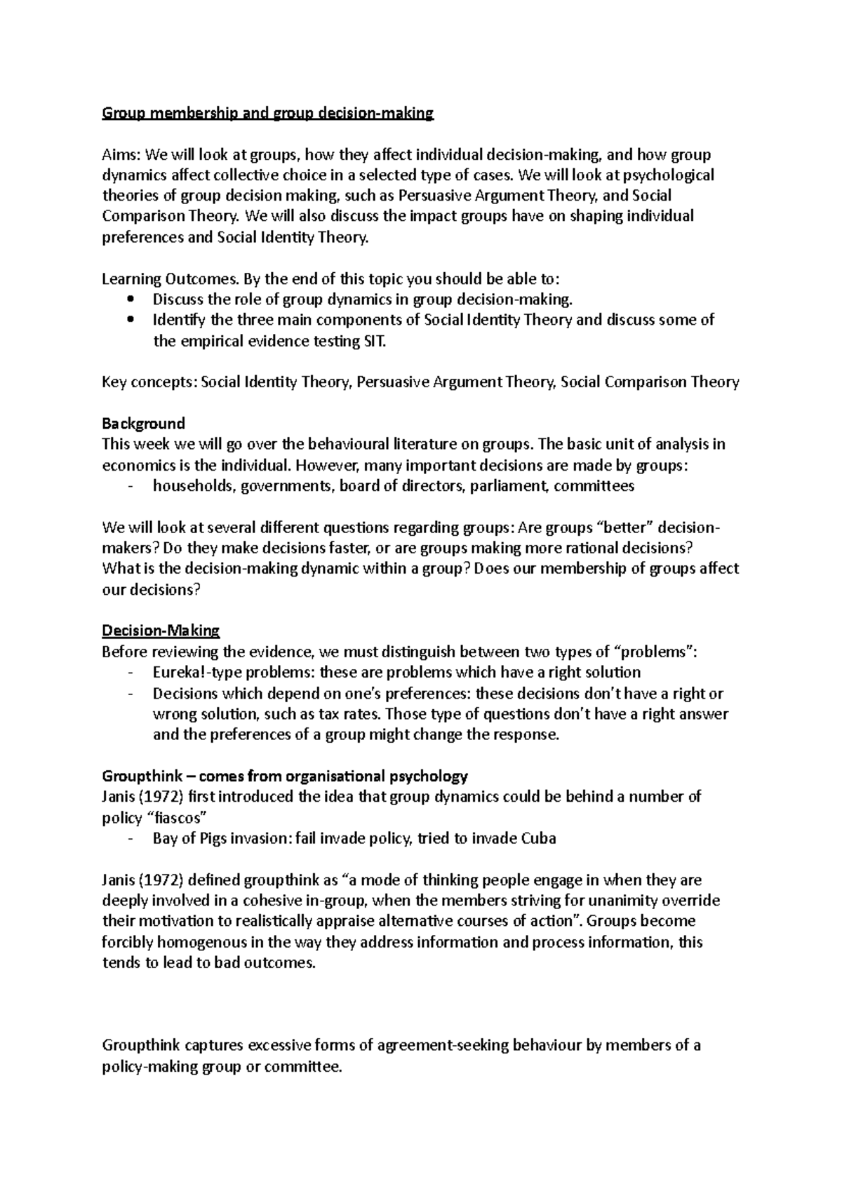 Group membership and group decision-making - We will look at ...