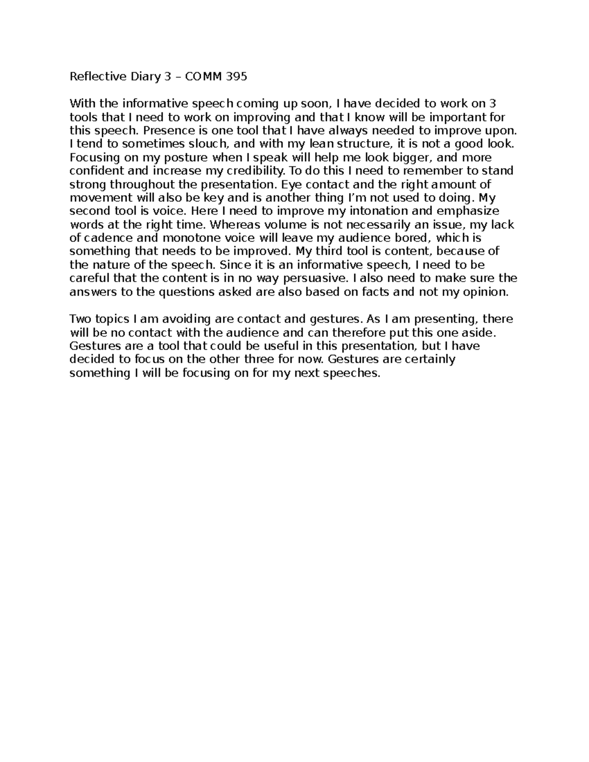 Reflective Diary 3 = COMM 395 - COMM 395 - UBC - Studocu