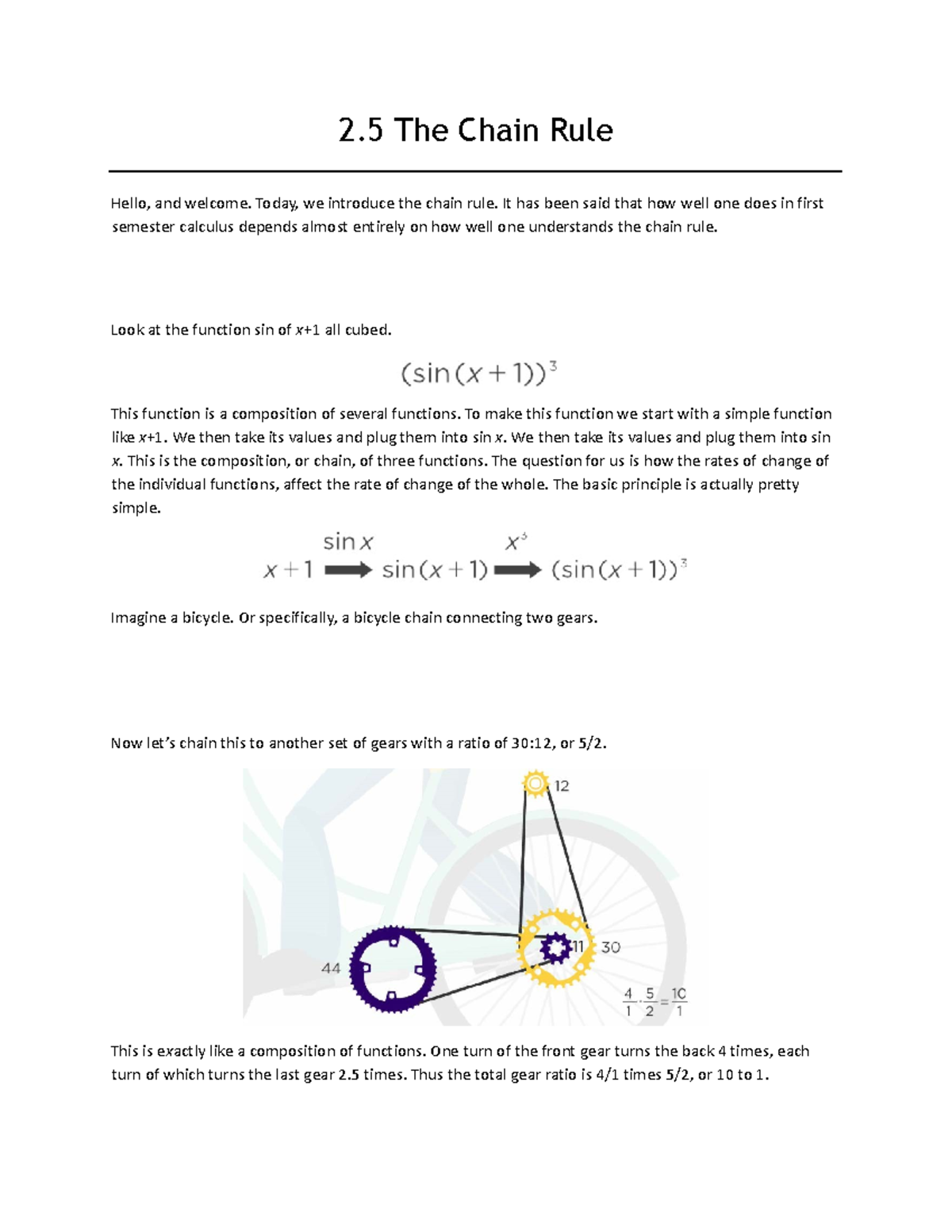 2.5 The Chain Rule - notes - 2 The Chain Rule Hello, and welcome. Today ...