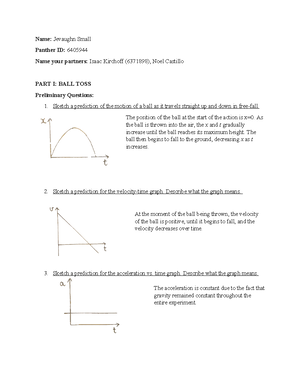 Lab 2- Ball Toss and Error Analysis - Warning: TT: undefined function: 32 LAB 2: Ball Toss and ...