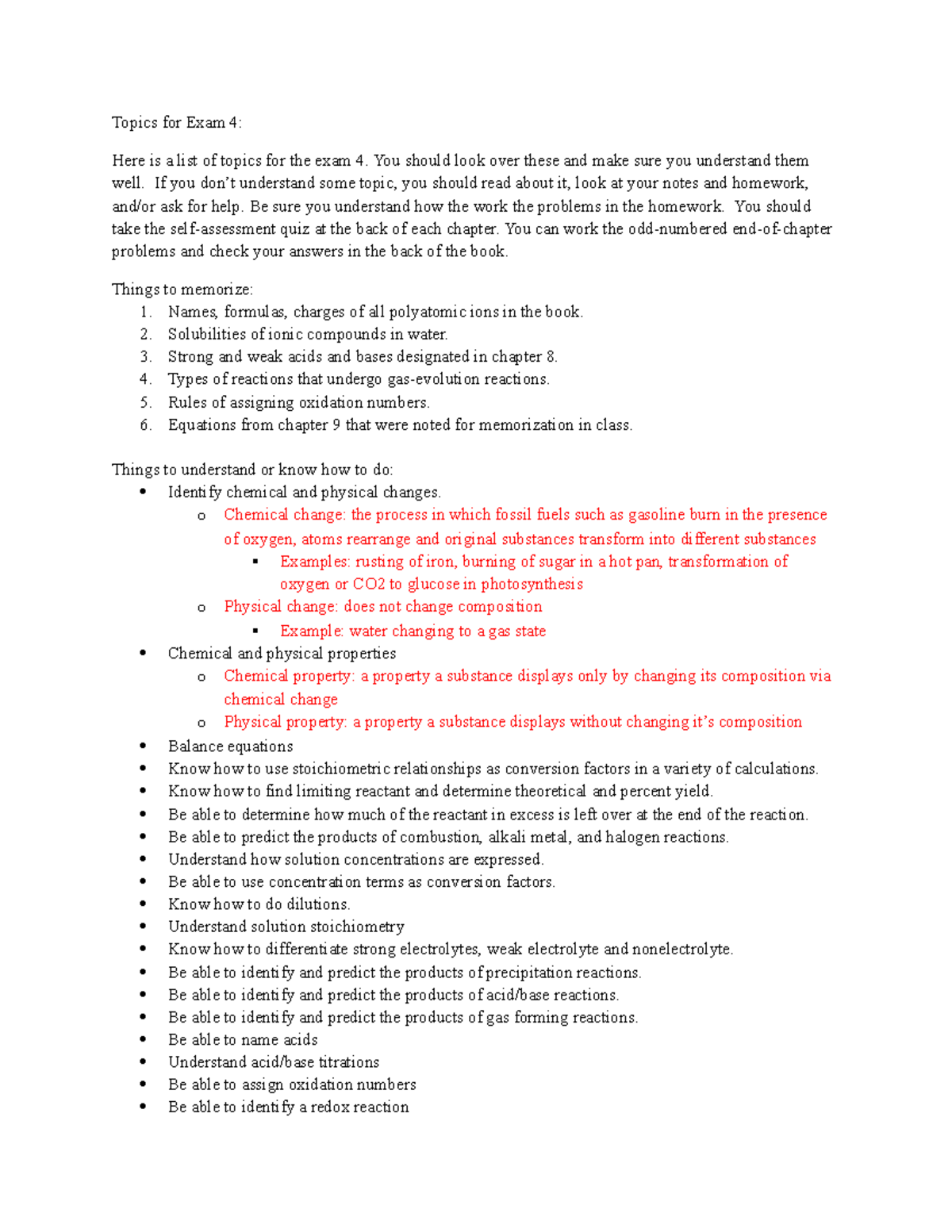 Topics for Exam 4 - Summary General Chemistry - Topics for Exam 4: Here ...