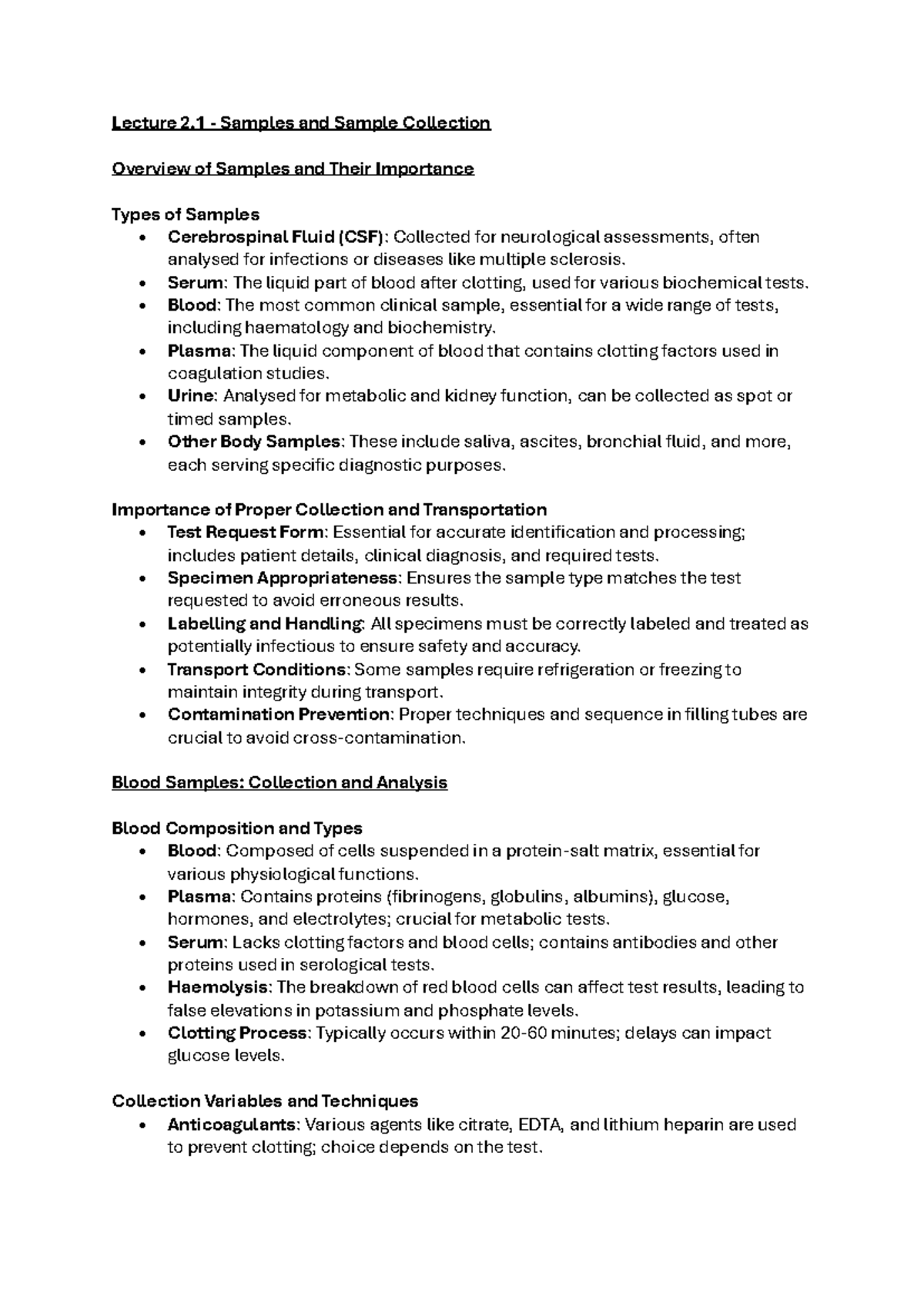 Lecture 2.1 - Samples and Sample Collection - Lecture 2 - Samples and ...