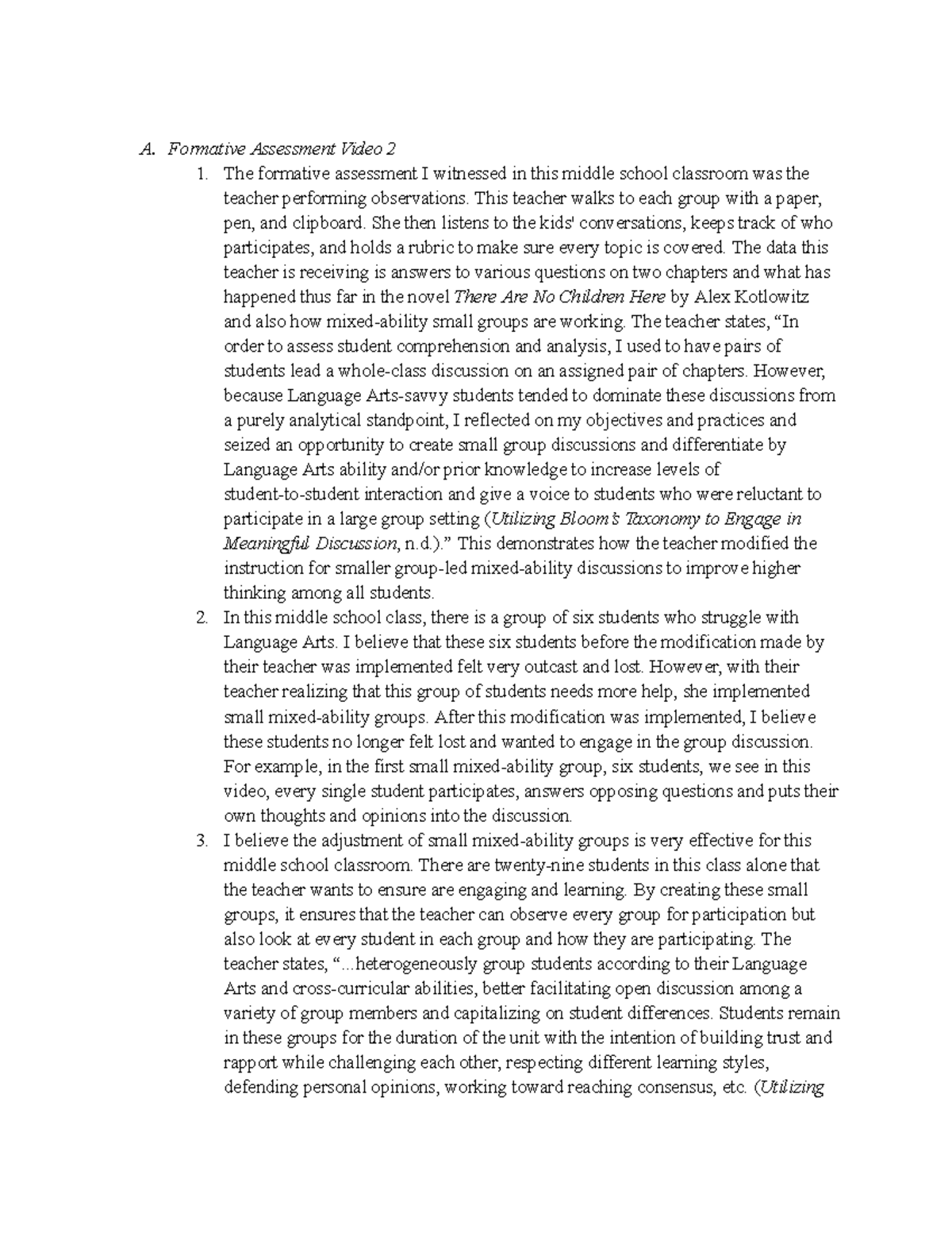 Task 1 D091 - Passed - A. Formative Assessment Video 2 1. The formative ...