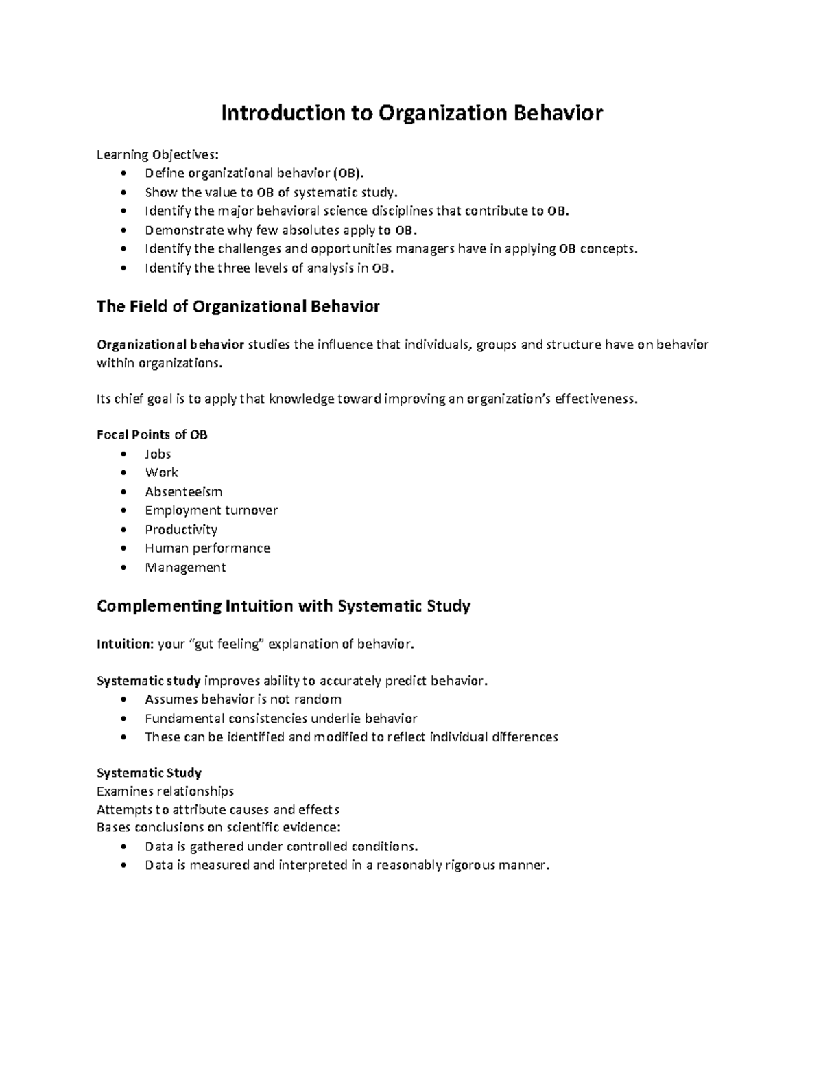 Introduction to Organization Behavior - Introduction to Management and ...
