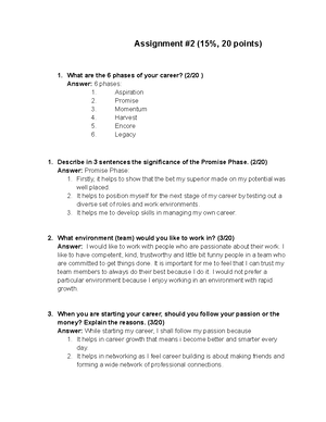Career Development - Assignment #1 - Career Development (15%, 24 points ...