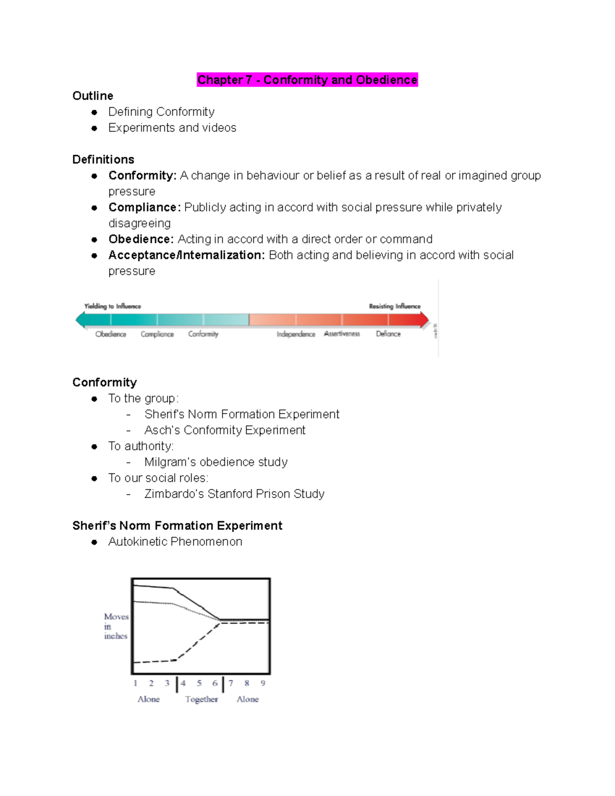 Ch7 - Conformity and Obedience - Chapter 7 - Conformity and Obedience ...