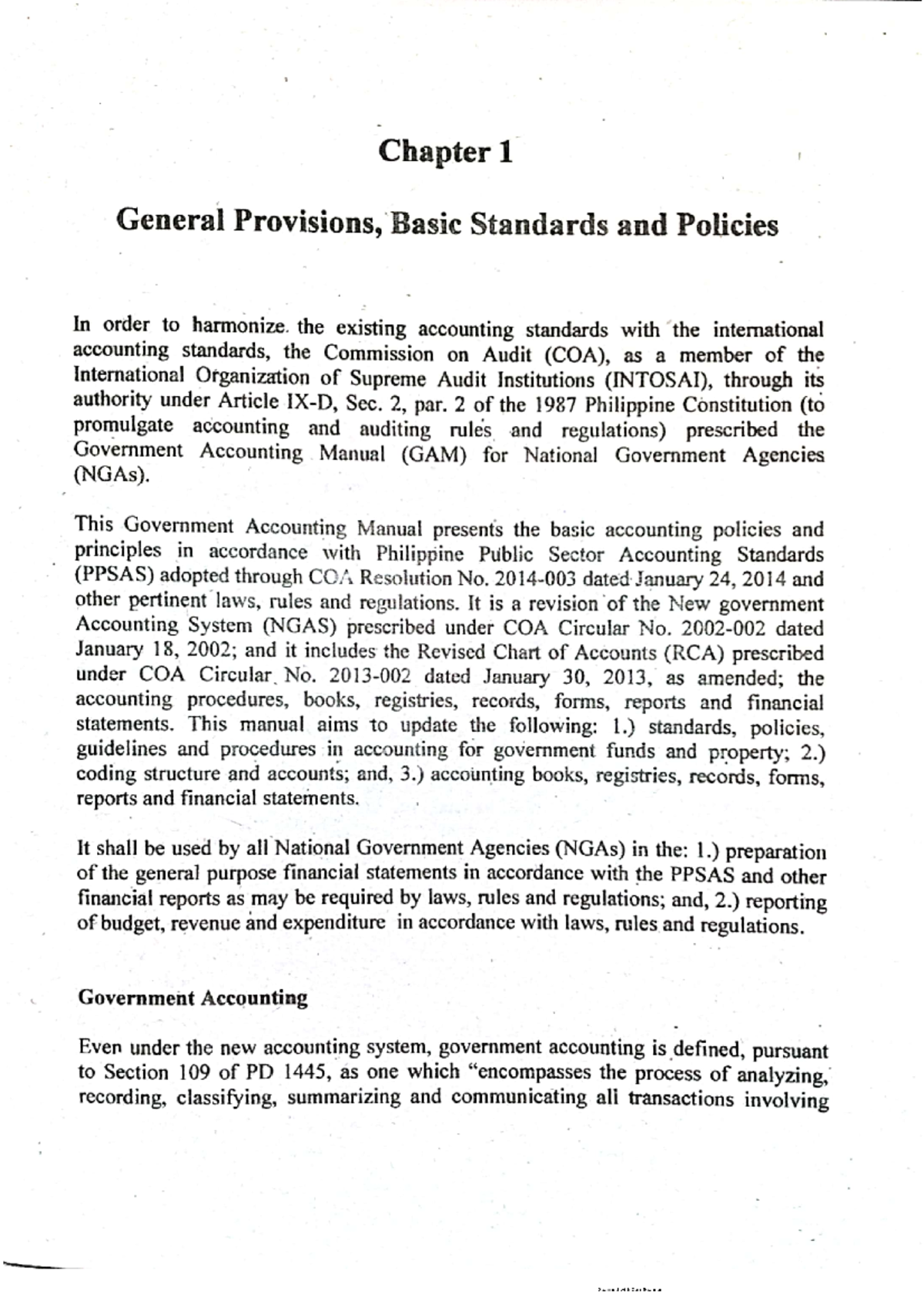 Chapter 1 Gov Acctg - Accontancy - Studocu