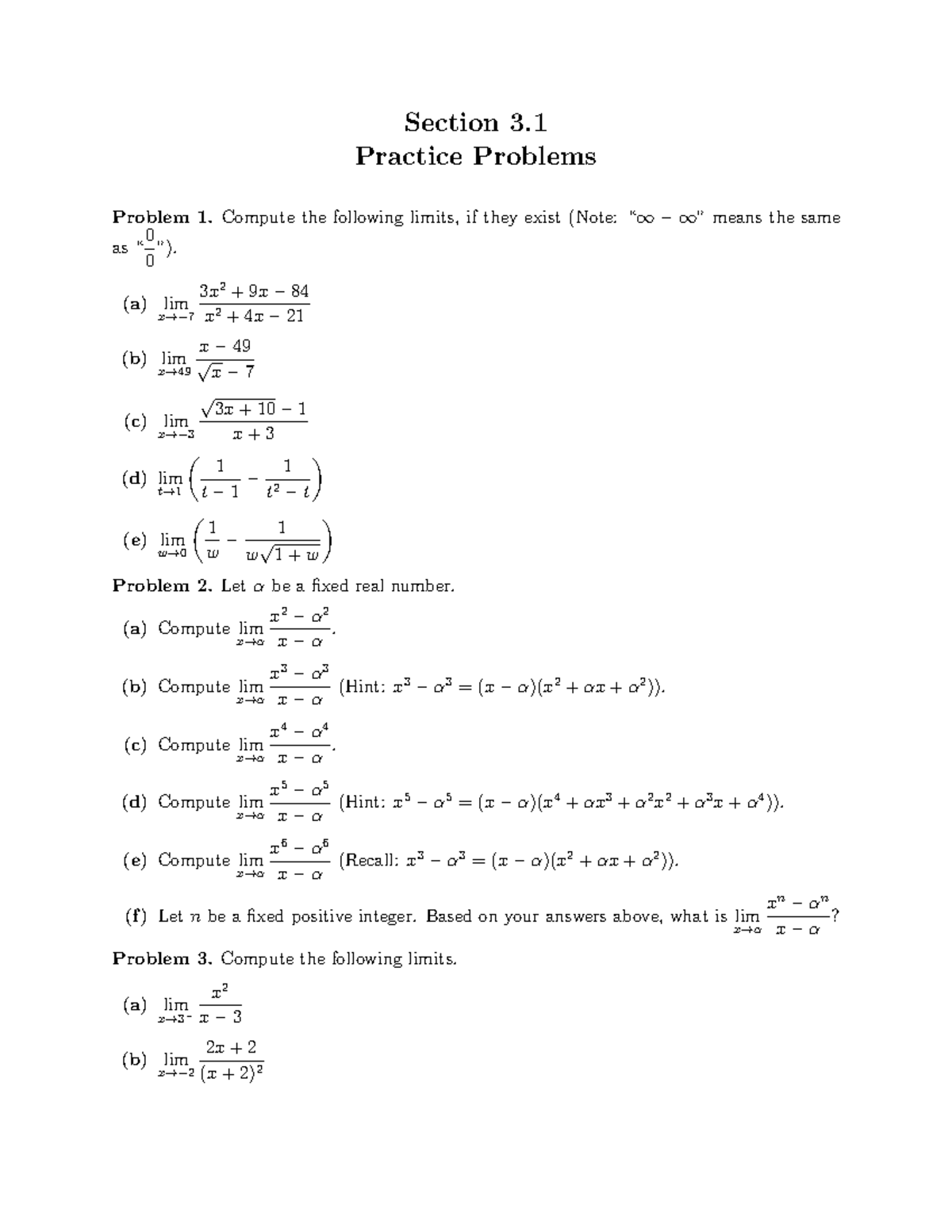 3.1 Practice Problems - Section 3. Practice Problems Problem 1 the ...