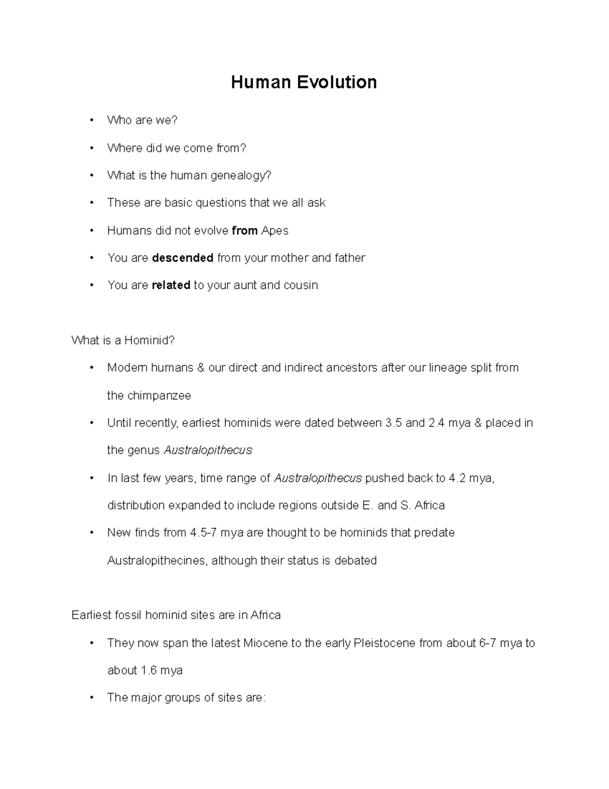 Human Evolution - Human Evolution Who are we? Where did we come from ...