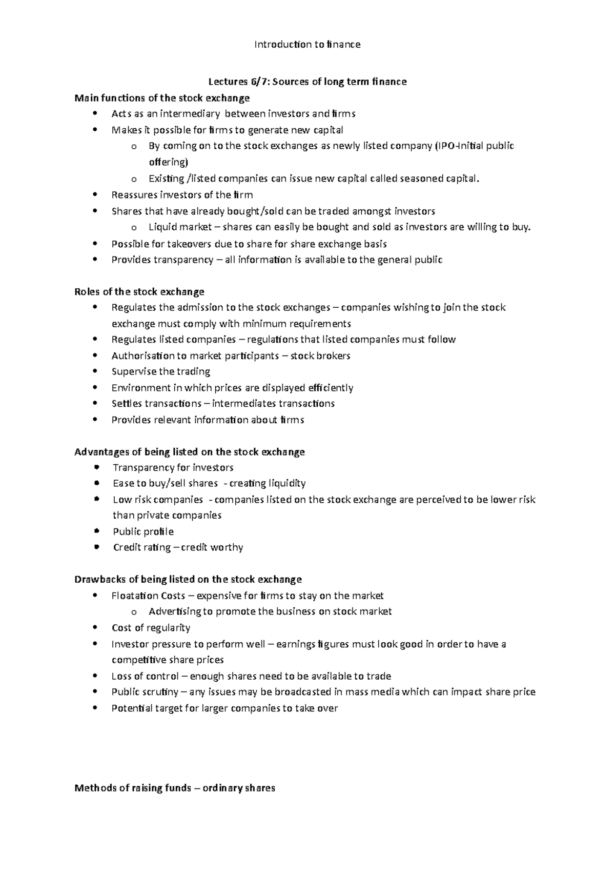 Introduction to Finance - Lectures 6/7 - Introduction to finance ...