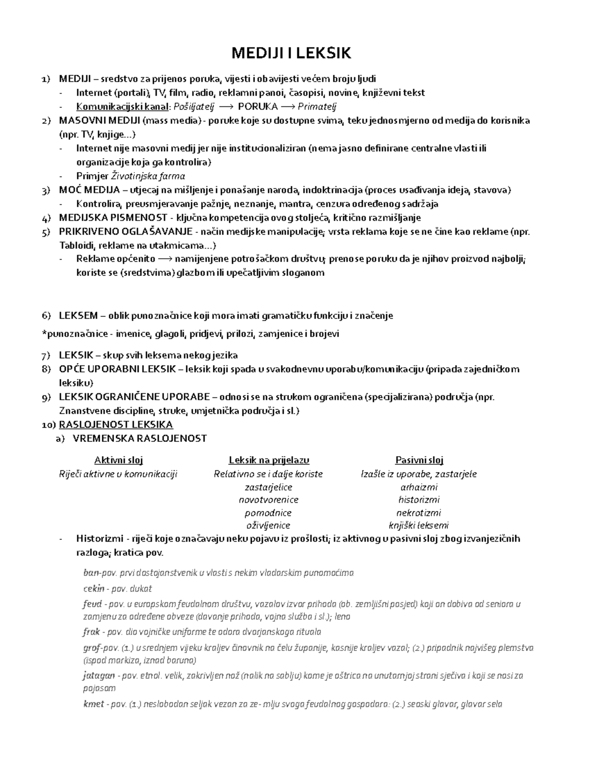 Mediji i leksik - MEDIJI I LEKSIK 1) MEDIJI – sredstvo za prijenos ...