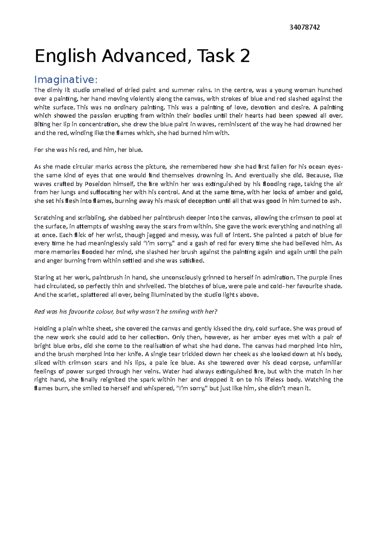 English Adv Mod C Craft of Writing Assignment - English Advanced, Task ...